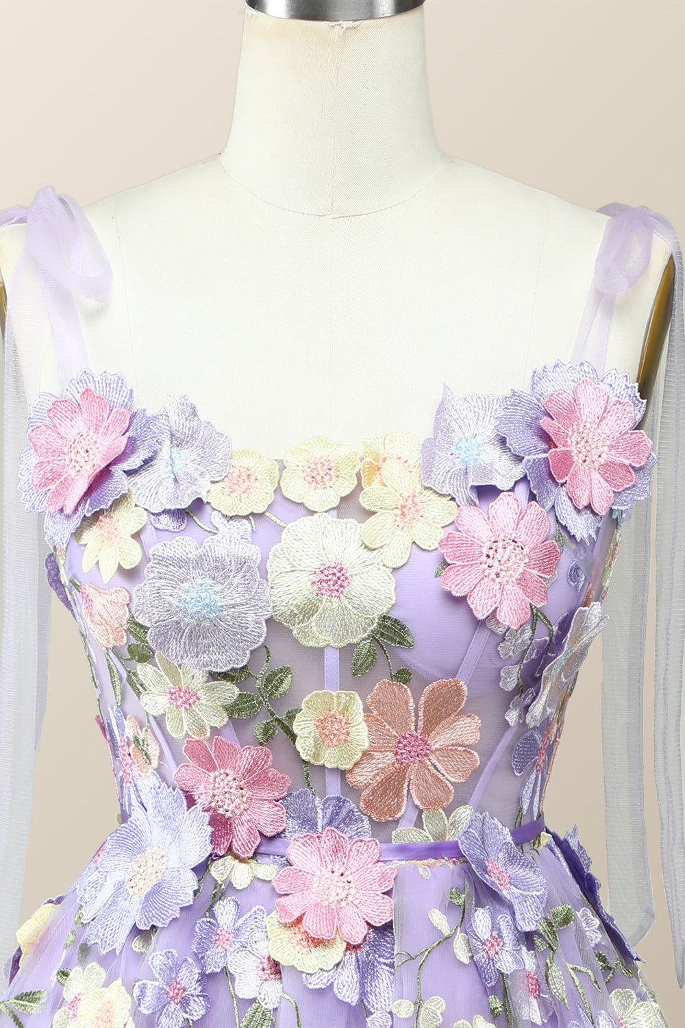 Lavender Floral Embroidered A-line Princess Dress – Ohmollydress