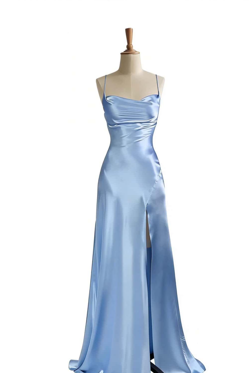 simple blue satin slit long formal dress $ 137 . 00 $ 137 . 00 on sale ...