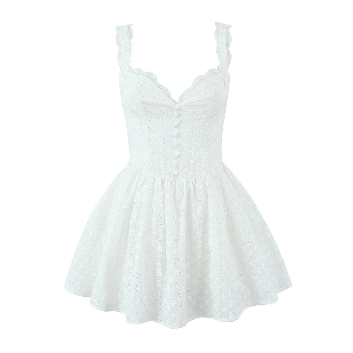 straps white lace button front short dress $ 49 . 00 $ 49 . 00 on sale ...