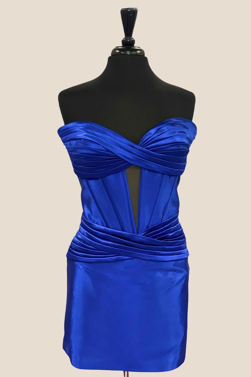 Sweetheart Royal Blue Keyhole Bodycon Short Dress – Ohmollydress
